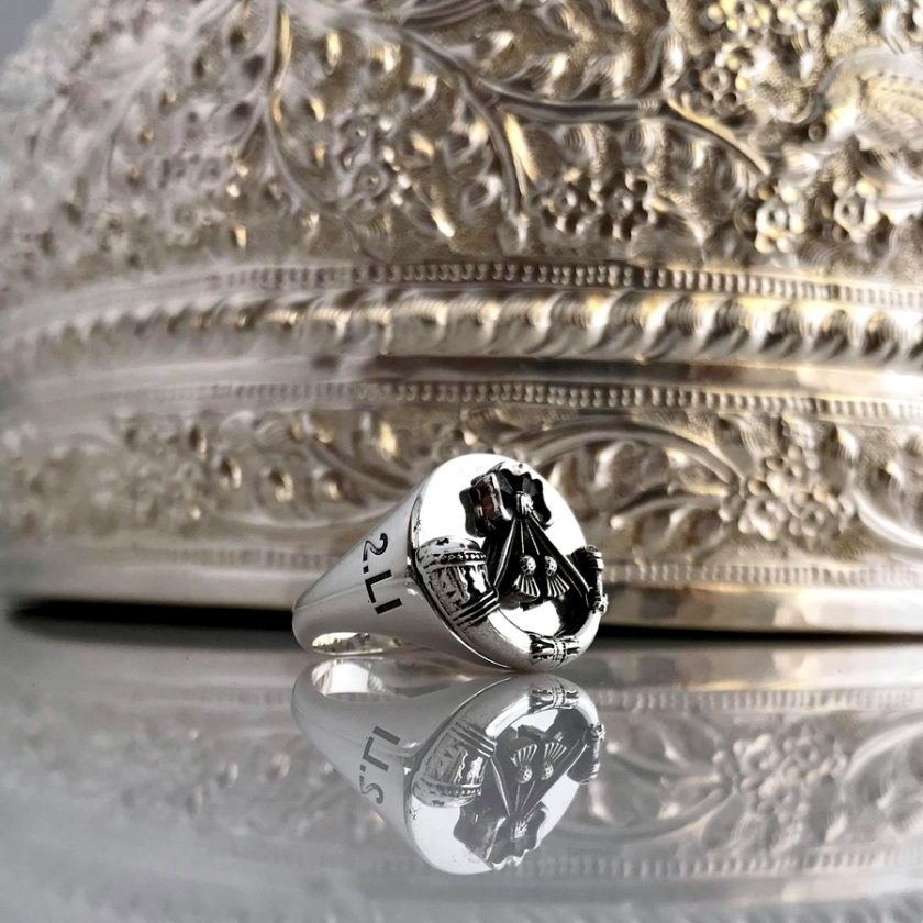 Light Infantry 2LI Silver Bespoke Oxidized Ring